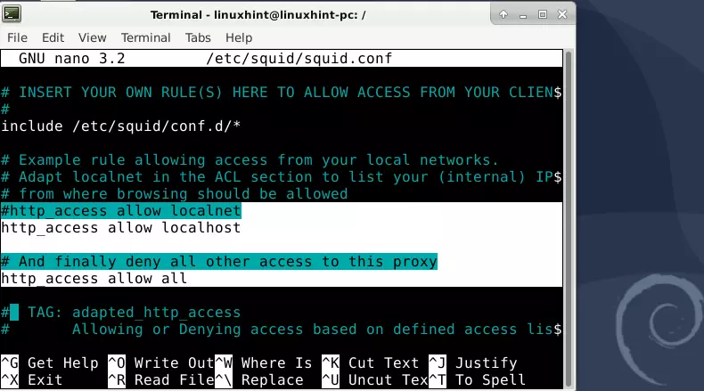 Debian 10-da Squid Proxy Serverini quraşdırın və konfiqurasiya edin (Buster) 4641_4