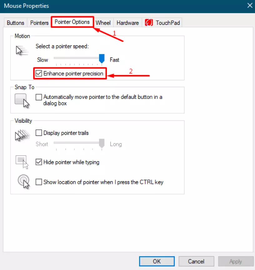 Si të çaktivizoni përshpejtimin e miut në Windows 4670_6