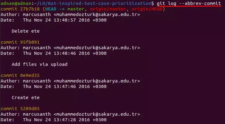 如何僅使用第一行輸出 git log 4677_2