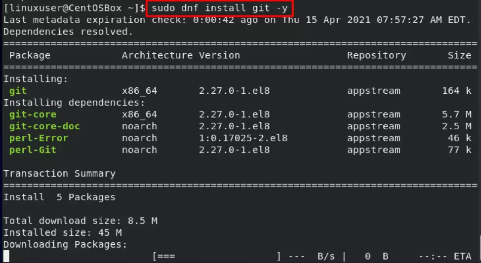 Como instalar Git en CentOS 8 4694_3