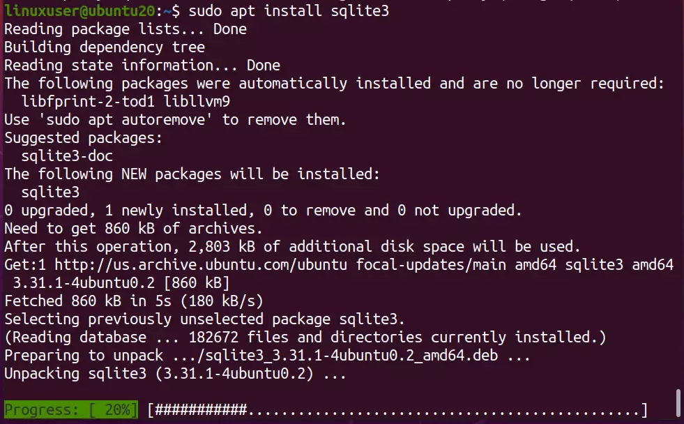 Kako namestiti brskalnik SQLite v Ubuntu 20.04 4788_3