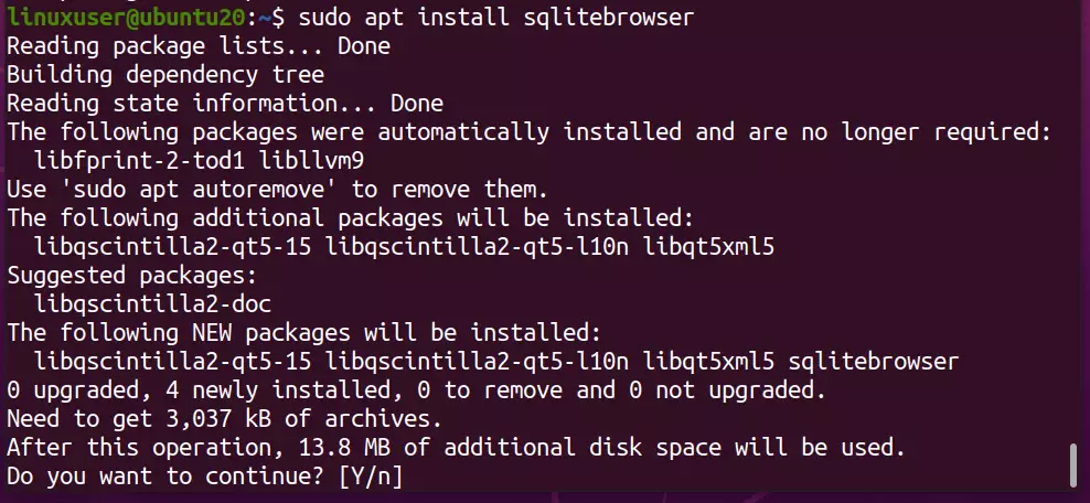 Како да инсталирате прелистувач SQLite во Ubuntu 20.04 4788_7