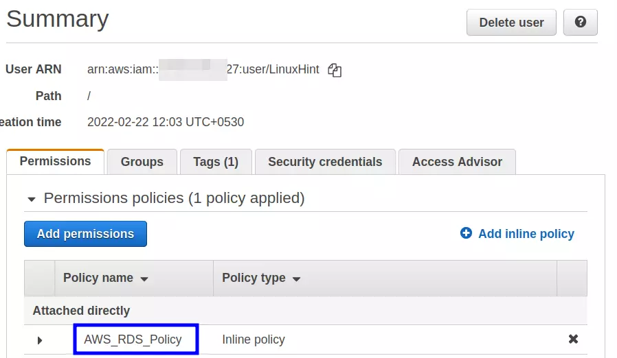 AWS CLI નો ઉપયોગ કરીને RDS ડેટાબેઝ બનાવવો 488_10