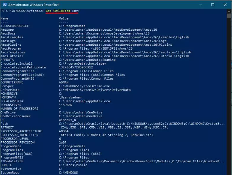 በPowershell ውስጥ የአካባቢ ተለዋዋጮችን ያግኙ 4893_2