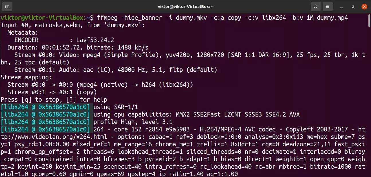 Come convertire MKV in MP4 in Ubuntu usando FFmpeg 4920_10