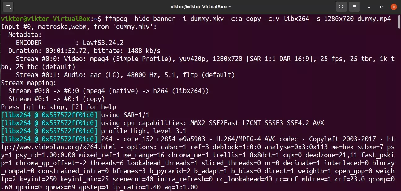 Come convertire MKV in MP4 in Ubuntu usando FFmpeg 4920_12