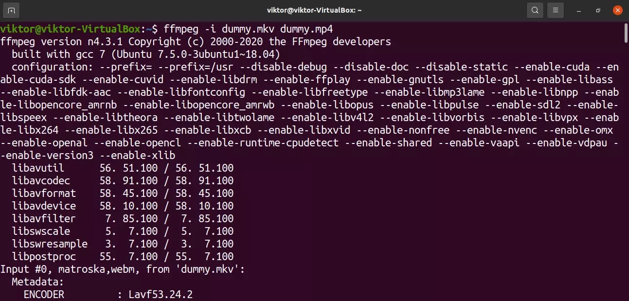 Kiel Konverti MKV al MP4 en Ubuntu Uzante FFmpeg 4920_5