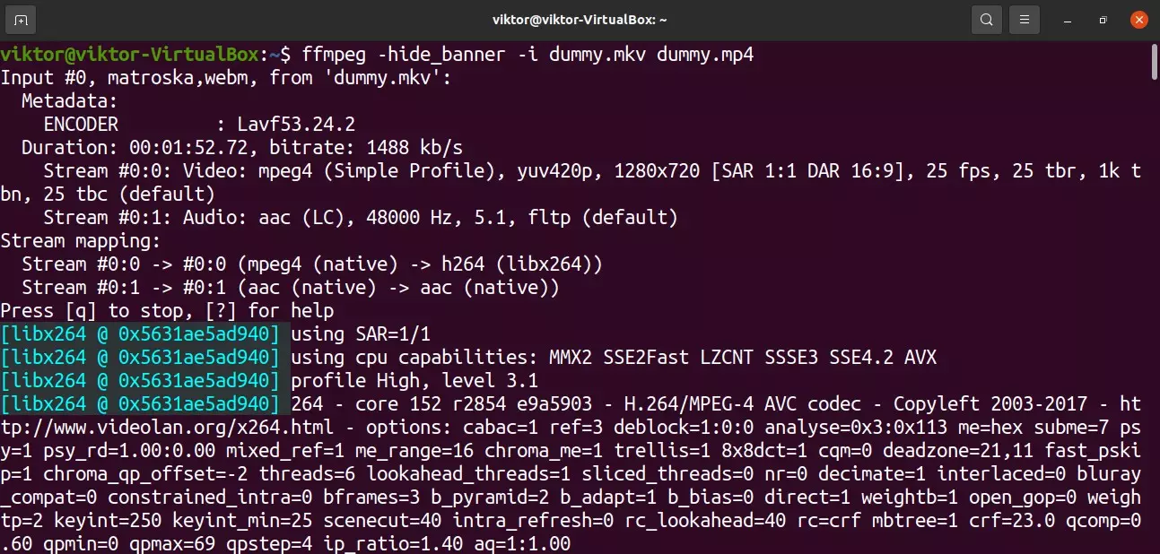 Sut i Drosi MKV i MP4 yn Ubuntu Gan Ddefnyddio FFmpeg 4920_6