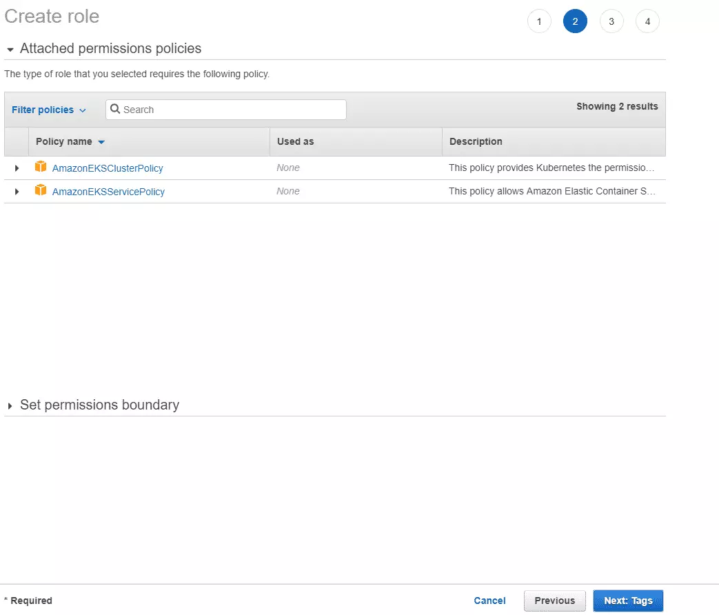 Criando um cluster Kubernetes usando o serviço EKS da Amazon 4940_7