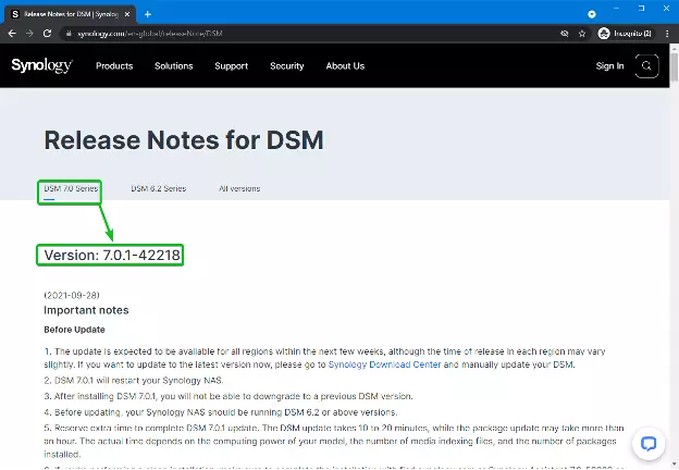 Meriv çawa Synology NAS-ê ji DSM 6-ê berbi DSM 7-ê nûve dike 4974_1