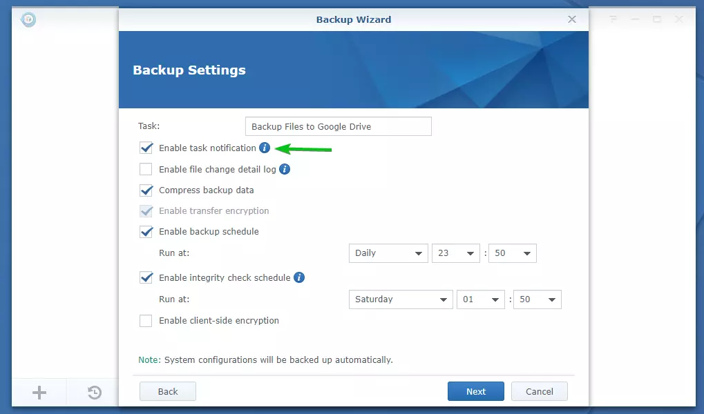 كيفية النسخ الاحتياطي Synology إلى السحابة 4975_36