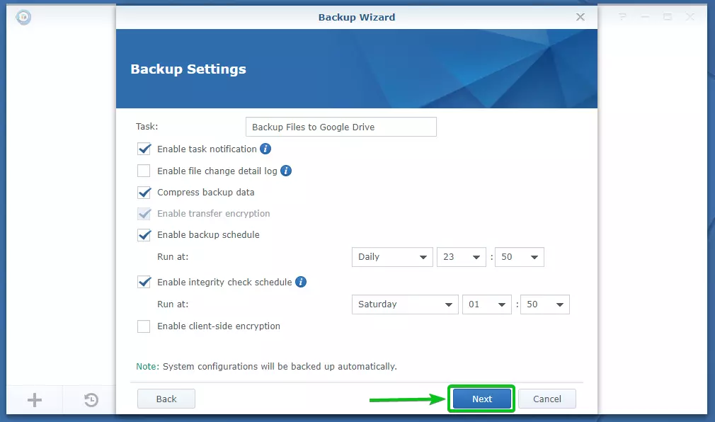 كيفية النسخ الاحتياطي Synology إلى السحابة 4975_42