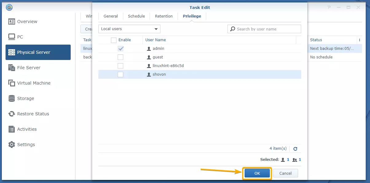 Kā izmantot Synology sava Linux datora dublēšanai 4976_104