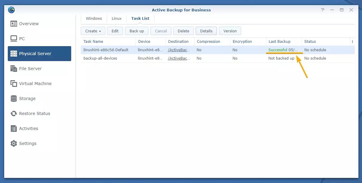 Jinsi ya Kutumia Synology Kuhifadhi nakala ya Kompyuta yako ya Linux 4976_116