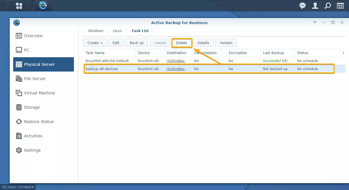 Jinsi ya Kutumia Synology Kuhifadhi nakala ya Kompyuta yako ya Linux 4976_141