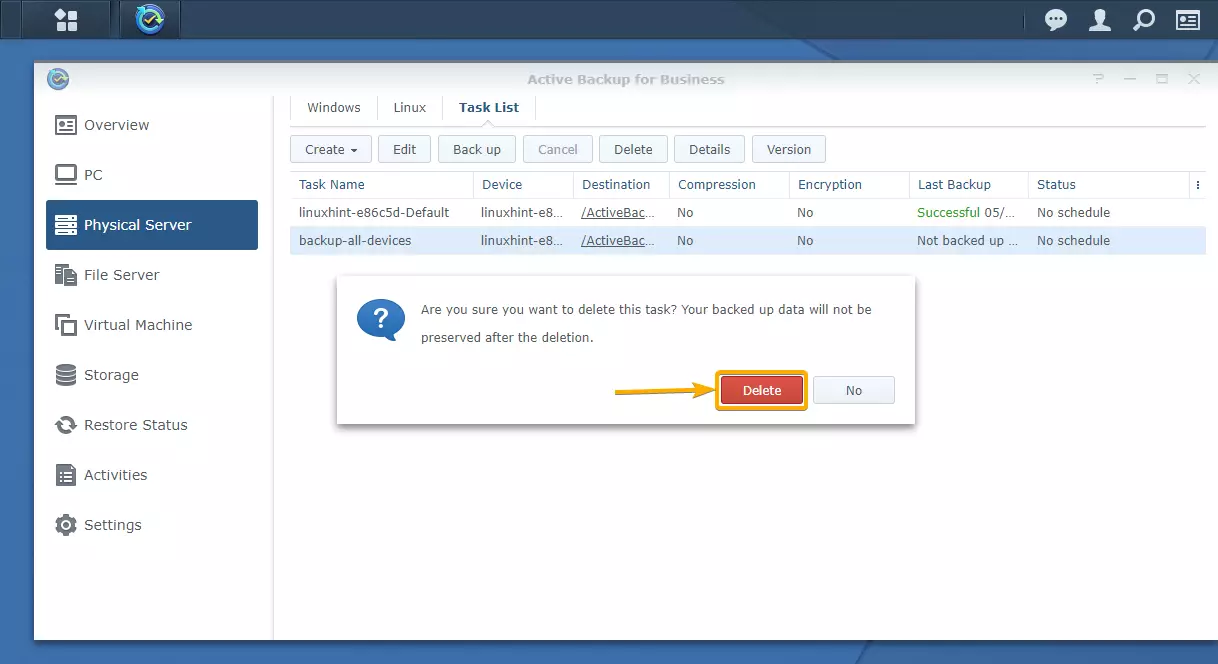 Jinsi ya Kutumia Synology Kuhifadhi nakala ya Kompyuta yako ya Linux 4976_142