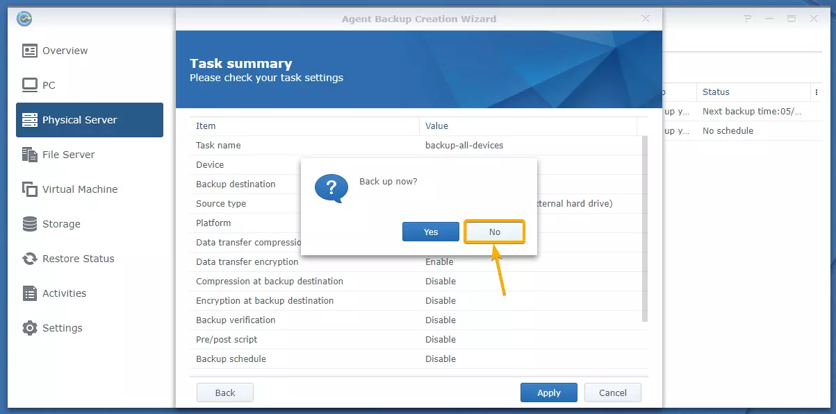 Jinsi ya Kutumia Synology Kuhifadhi nakala ya Kompyuta yako ya Linux 4976_95