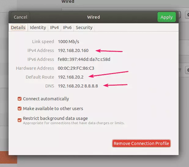 Ubuntu 18.04 LTS iş stoly we serwer operasiýa ulgamynda statiki IP gurmak 4989_13