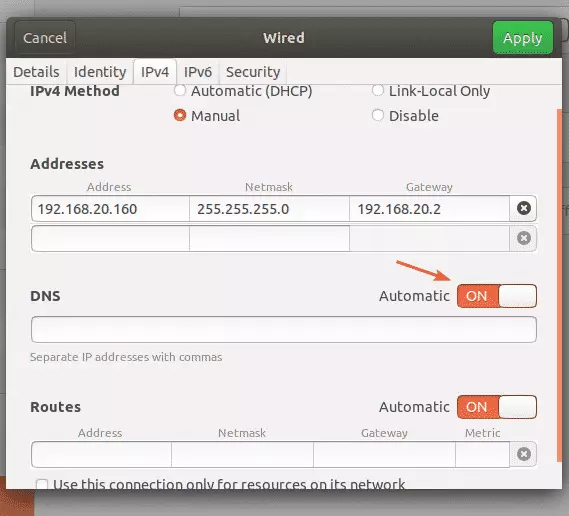 Усталюйце статычны IP у аперацыйнай сістэме Ubuntu 18.04 LTS для працоўнага стала і сервера 4989_7