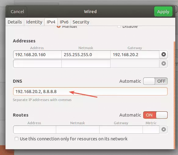 Усталюйце статычны IP у аперацыйнай сістэме Ubuntu 18.04 LTS для працоўнага стала і сервера 4989_8