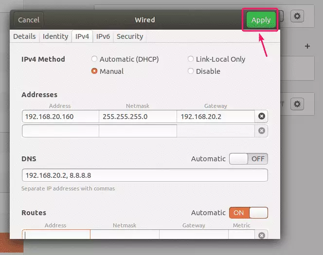 Ubuntu 18.04 LTS Desktop နှင့် Server Operating System တွင် Static IP ကို စနစ်ထည့်သွင်းပါ။ 4989_9