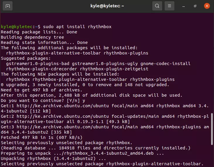 Ikani Rhythmbox pa Linux