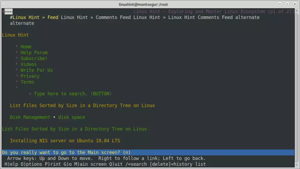 Прелистување на интернет од терминалот Linux 5052_4
