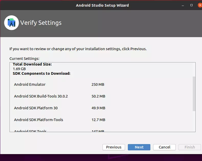 Усталюйце апошнюю версію Android Studio на Linux Mint 20 і Ubuntu 20.04 5102_11