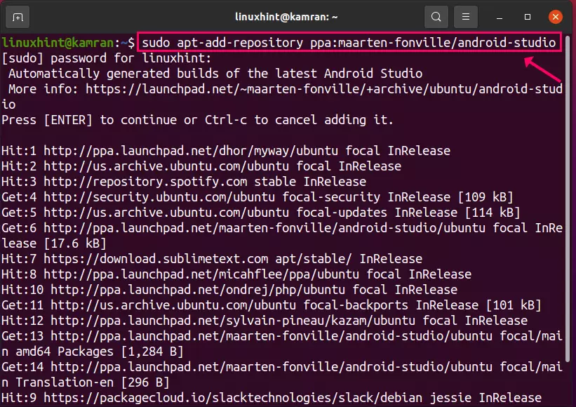 Усталюйце апошнюю версію Android Studio на Linux Mint 20 і Ubuntu 20.04 5102_3