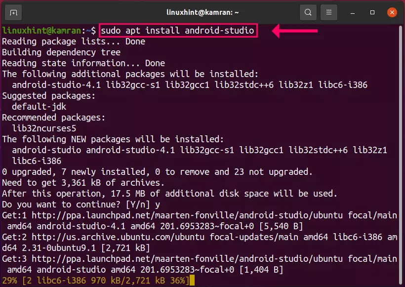 Усталюйце апошнюю версію Android Studio на Linux Mint 20 і Ubuntu 20.04 5102_5