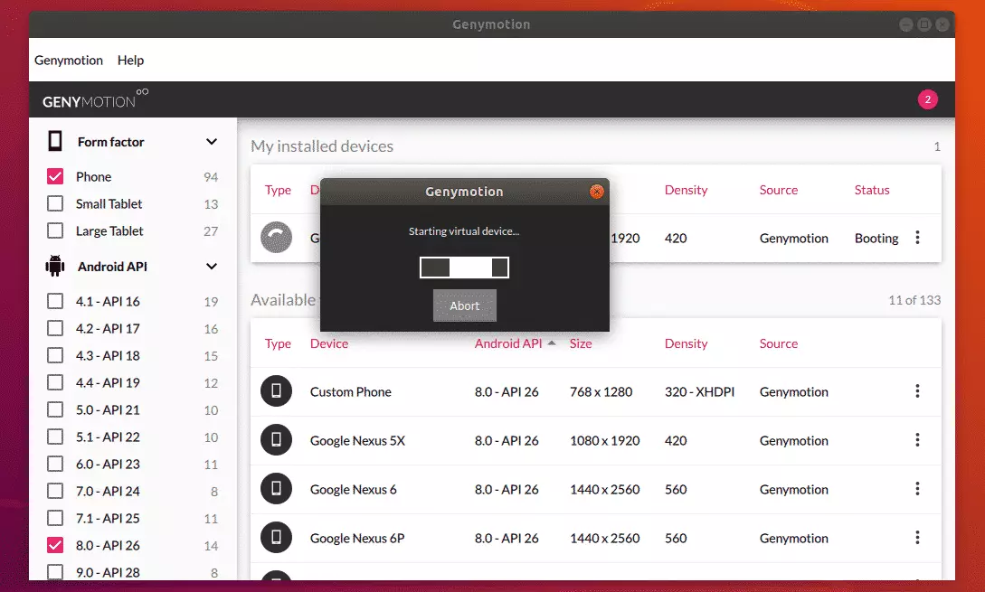 Bii o ṣe le Fi Genymotion Android Emulator sori Ubuntu 5107_29