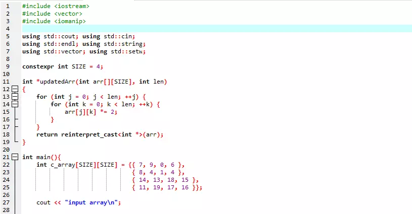 C++ செயல்பாட்டில் இருந்து 2d வரிசையை திரும்பப் பெறவும் 5194_1