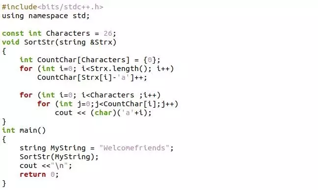 مرتب کردن کاراکترهای یک رشته در C++ 5197_5