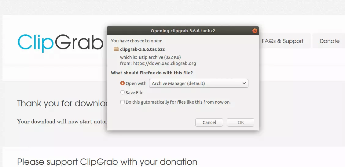 Усталюйце Clipgrab на Ubuntu 5328_3