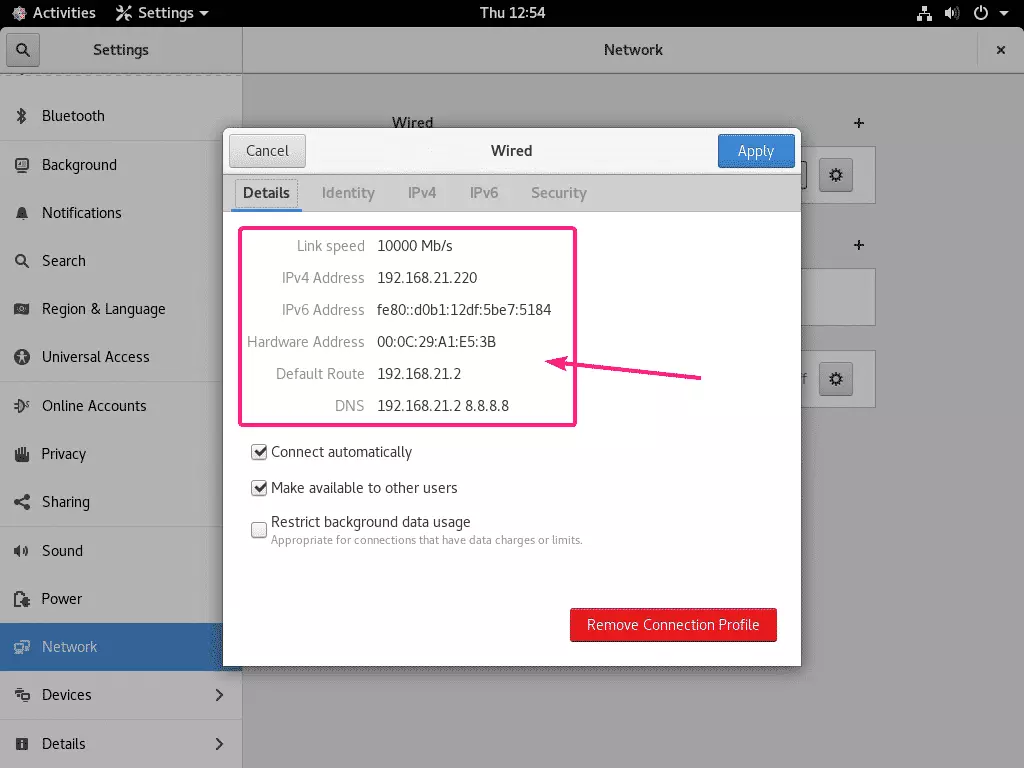 CentOS 8 पर स्टेटिक आईपी को कॉन्फ़िगर करना 5474_15