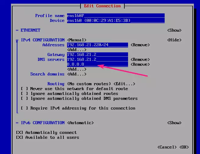 Statische IP auf CentOS 8 konfigurieren 5474_29