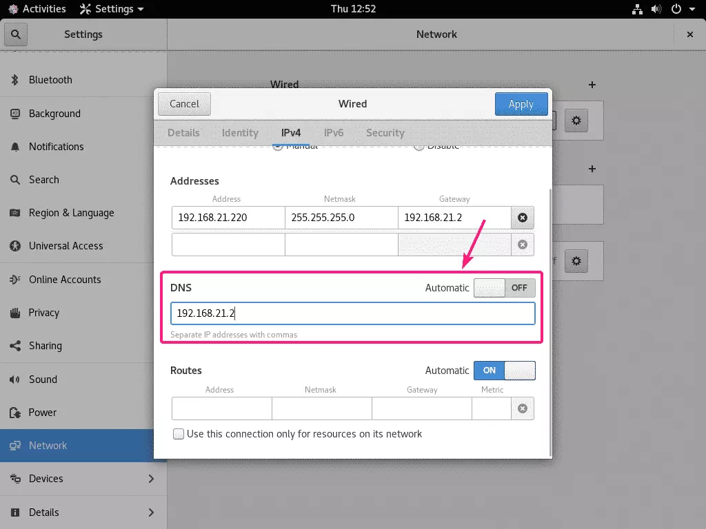 Ana saita Static IP akan CentOS 8 5474_9