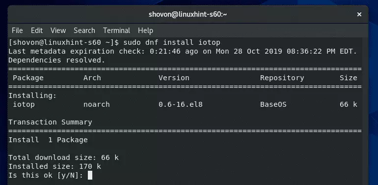 Monitoruj użycie dysku CentOS 8, we/wy, ruch sieciowy 5485_12