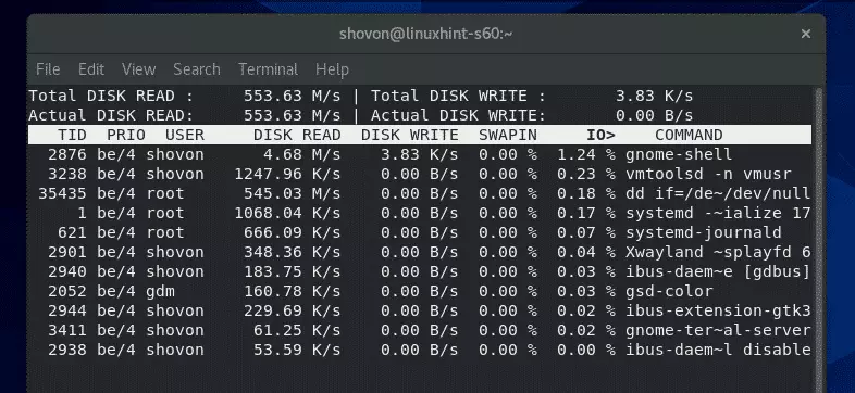 Monitoruj użycie dysku CentOS 8, we/wy, ruch sieciowy 5485_17