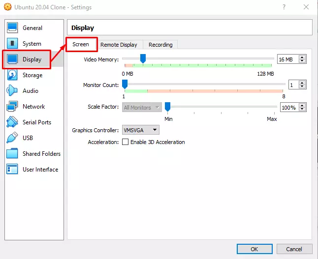 Kiel mi pliigas videomemoron en VirtualBox? 549_2