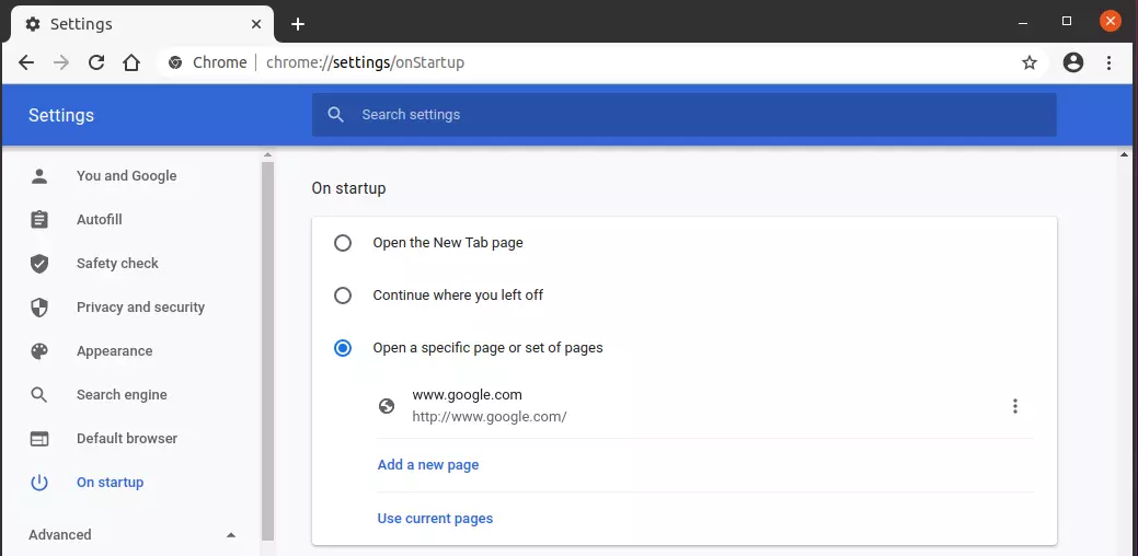 Google Chrome တွင် ပင်မစာမျက်နှာကို သတ်မှတ်နည်း 5552_6
