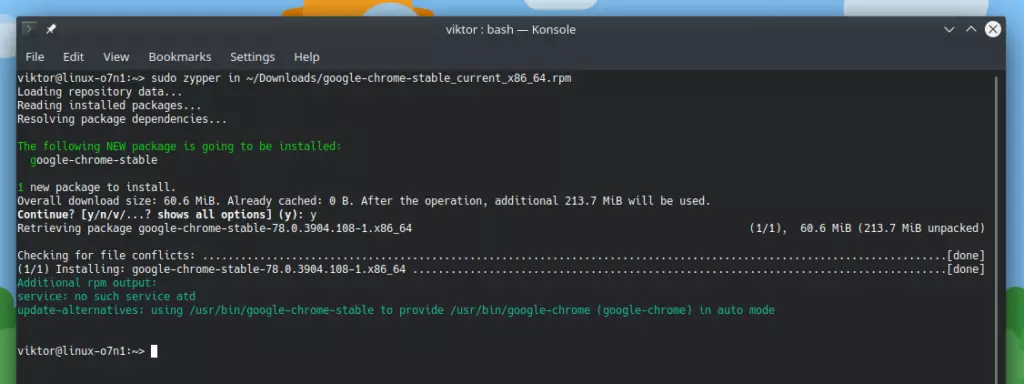 Ako nainštalovať Google Chrome na openSUSE 5556_10