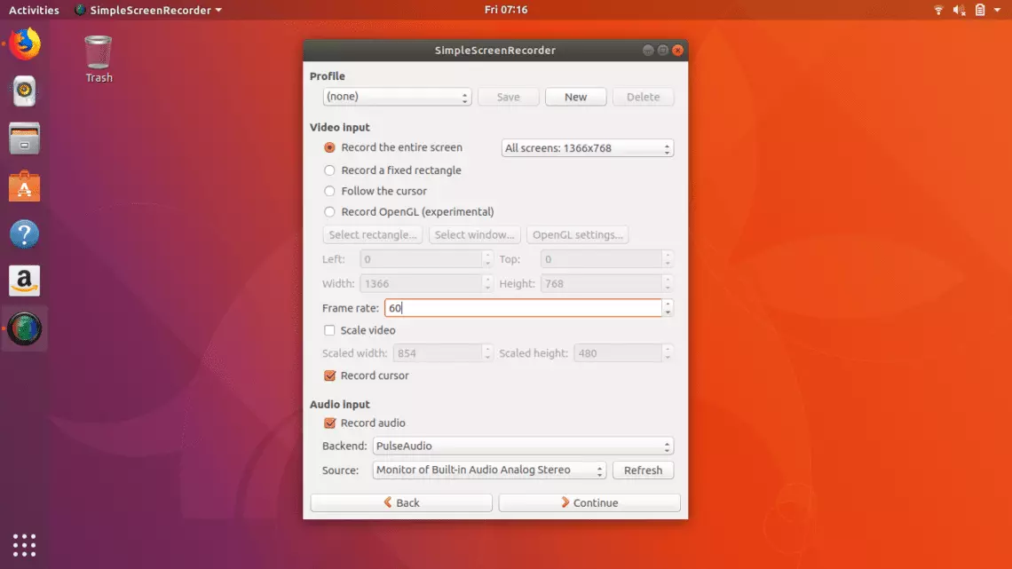 Otu esi etinye SimpleScreenRecorder Ubuntu 5608_2