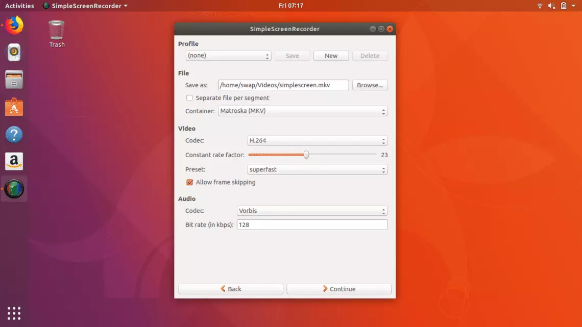 Otu esi etinye SimpleScreenRecorder Ubuntu 5608_3