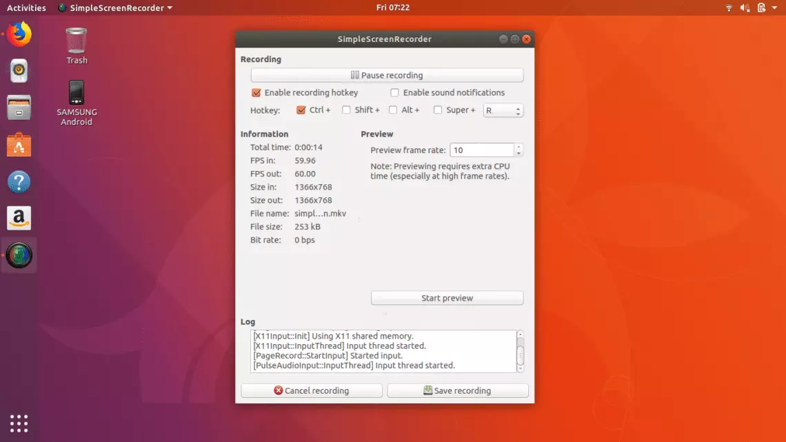 Otu esi etinye SimpleScreenRecorder Ubuntu 5608_5