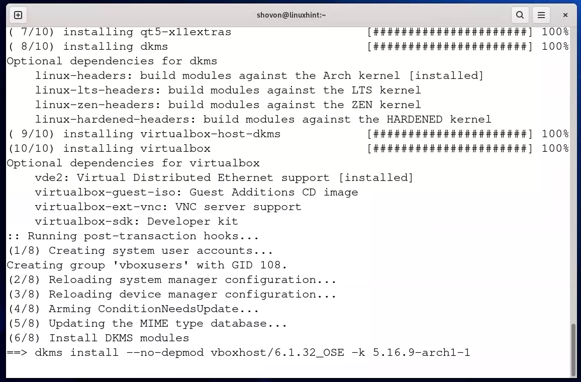 Installéiert VirtualBox op Arch Linux 5673_9