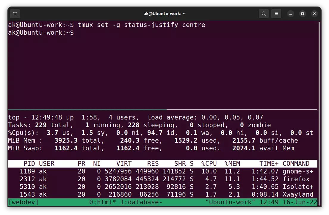 tmux හි තත්ව තීරුව අභිරුචිකරණය කිරීම 56_12