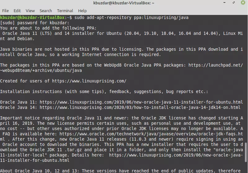 Linux Mint 20-de Java-y nädip gurmaly 579_5