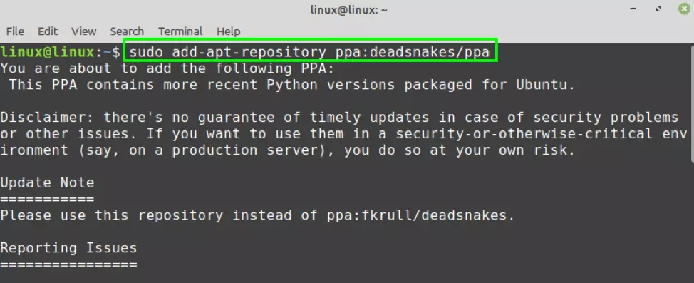 Kuidas installida Python 3.9 operatsioonisüsteemi Linux Mint 20? 580_3