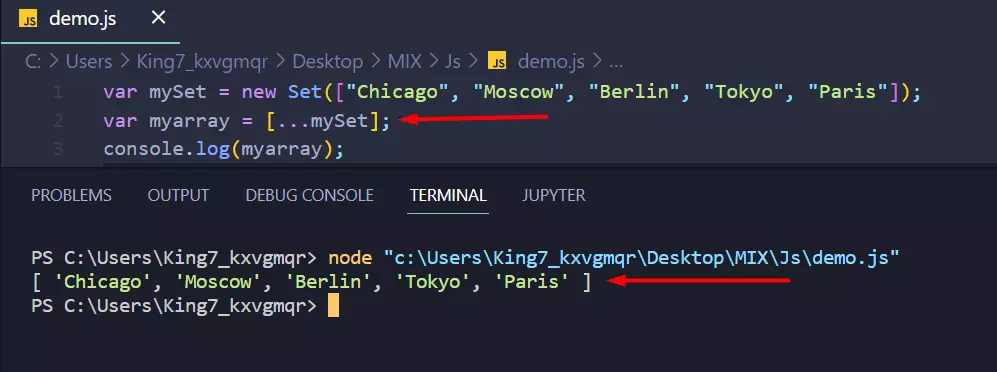 Kepiye cara ngowahi Setel dadi Array ing JavaScript? 5834_3